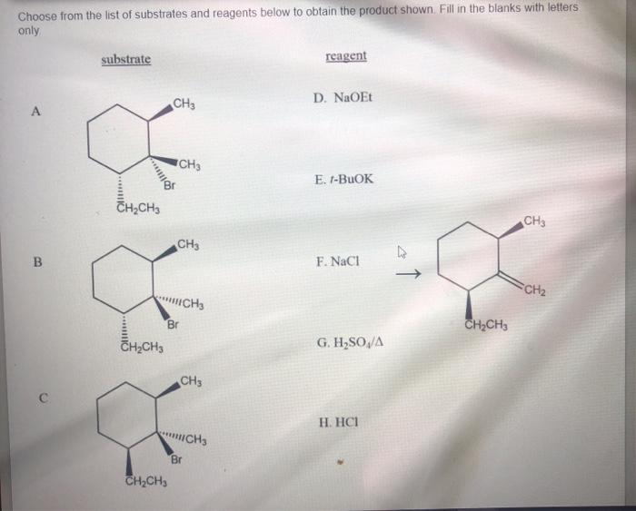 Solved Choose from the list of substrates and reagents below | Chegg.com