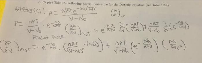 Solved 1. (5 pts) Take the following partial derivetive for | Chegg.com