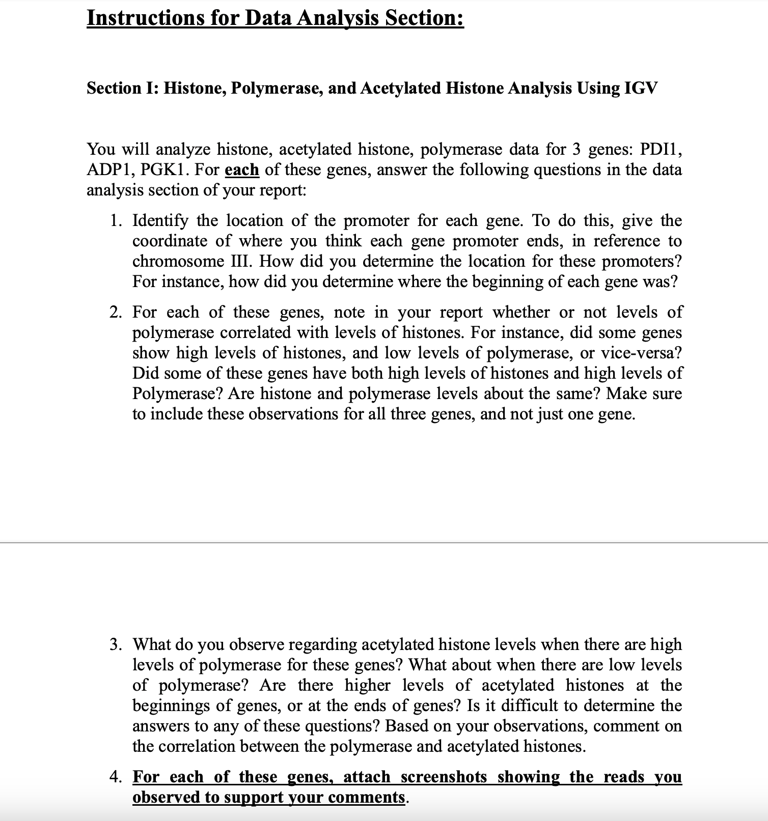 Solved Instructions for Data Analysis Section:Section I: | Chegg.com