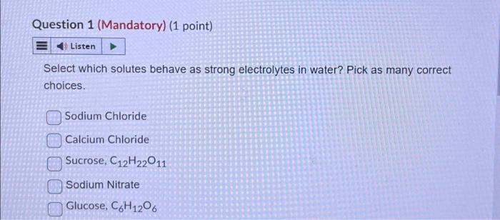 Solved Question 1 Mandatory 1 Point Listen Select Which