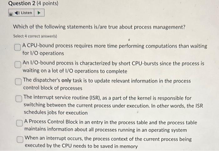 Solved Which of the following statements is/are true about | Chegg.com