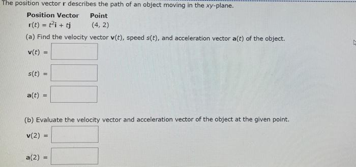 Solved he position vector r describes the path of an object | Chegg.com
