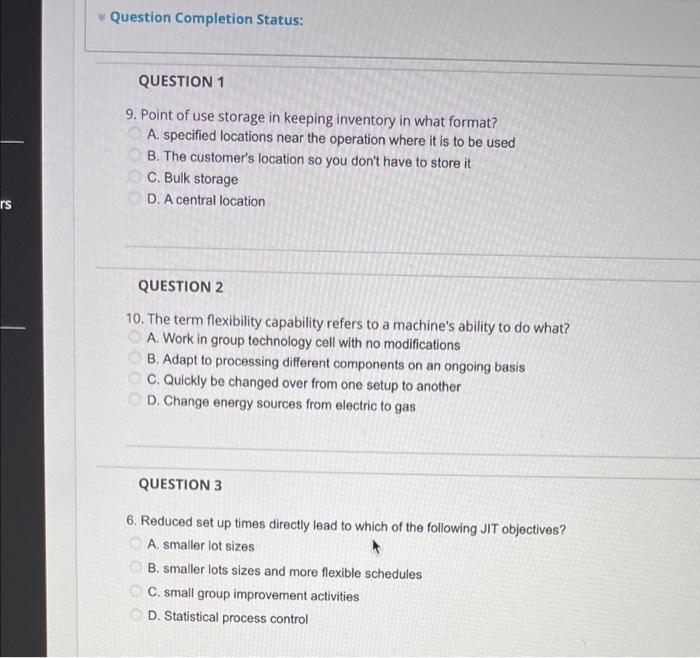 Solved Question Completion Status: QUESTION 1 9. Point of | Chegg.com