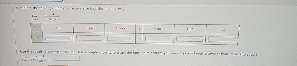 Solved Complete the table. (Round your answers to four | Chegg.com