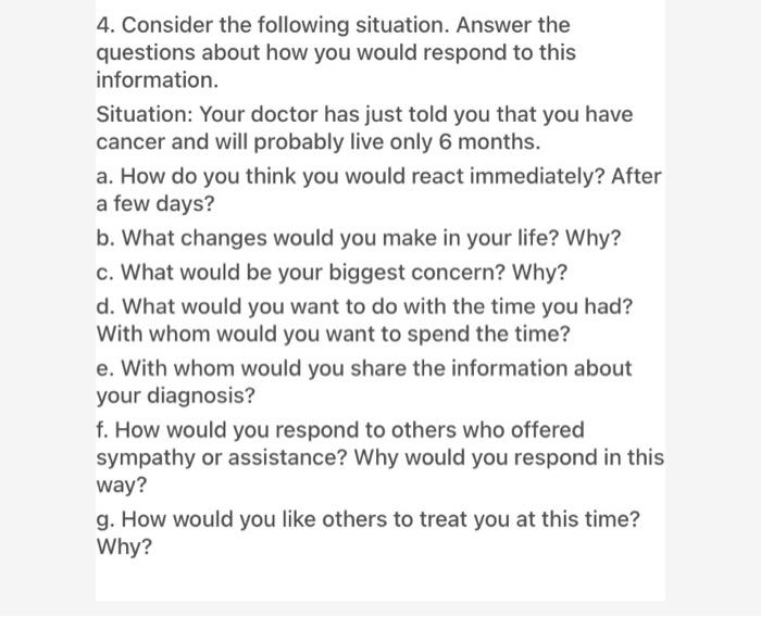 Solved 4. Consider the following situation. Answer the | Chegg.com
