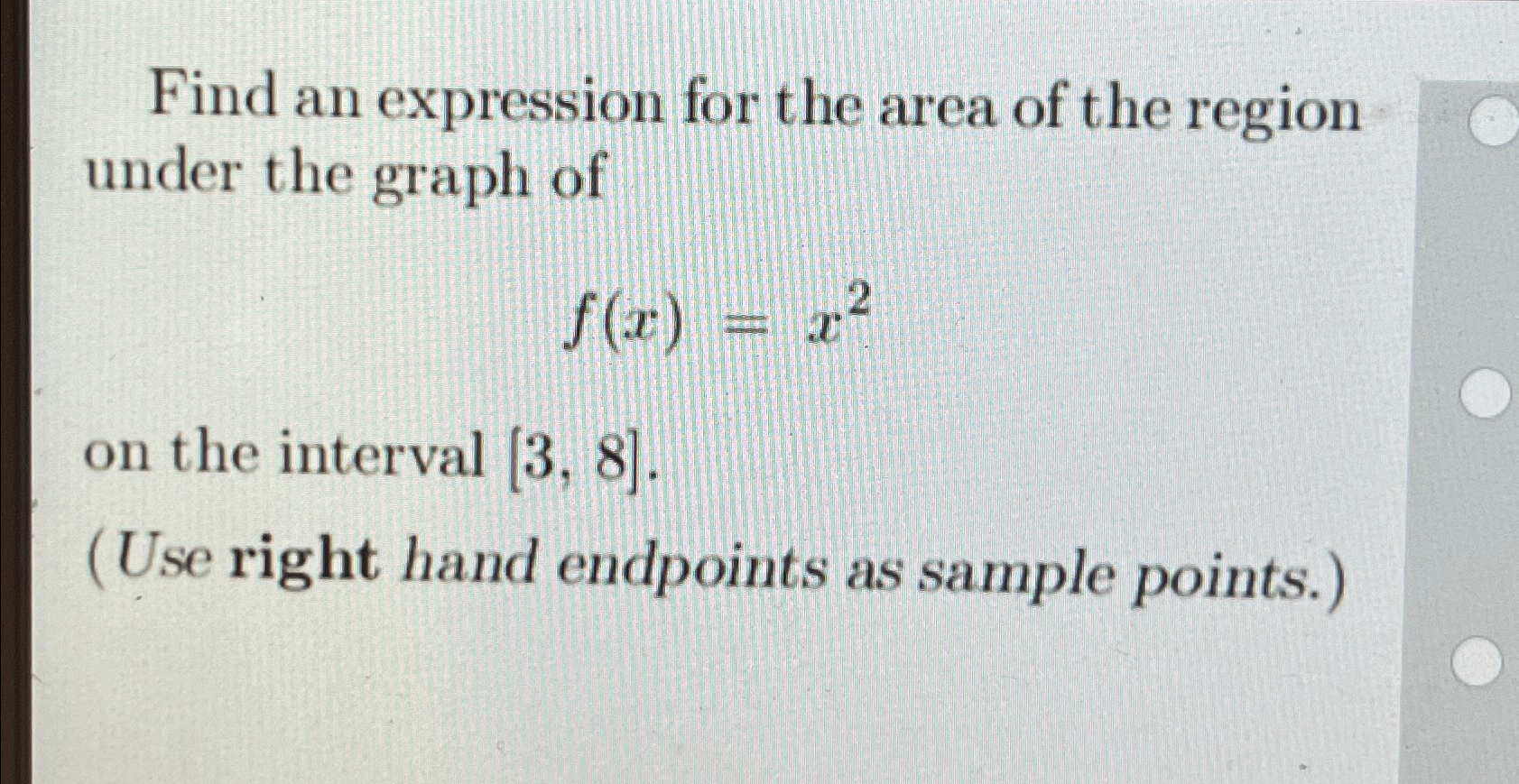Solved Find an expression for the area of the region under | Chegg.com
