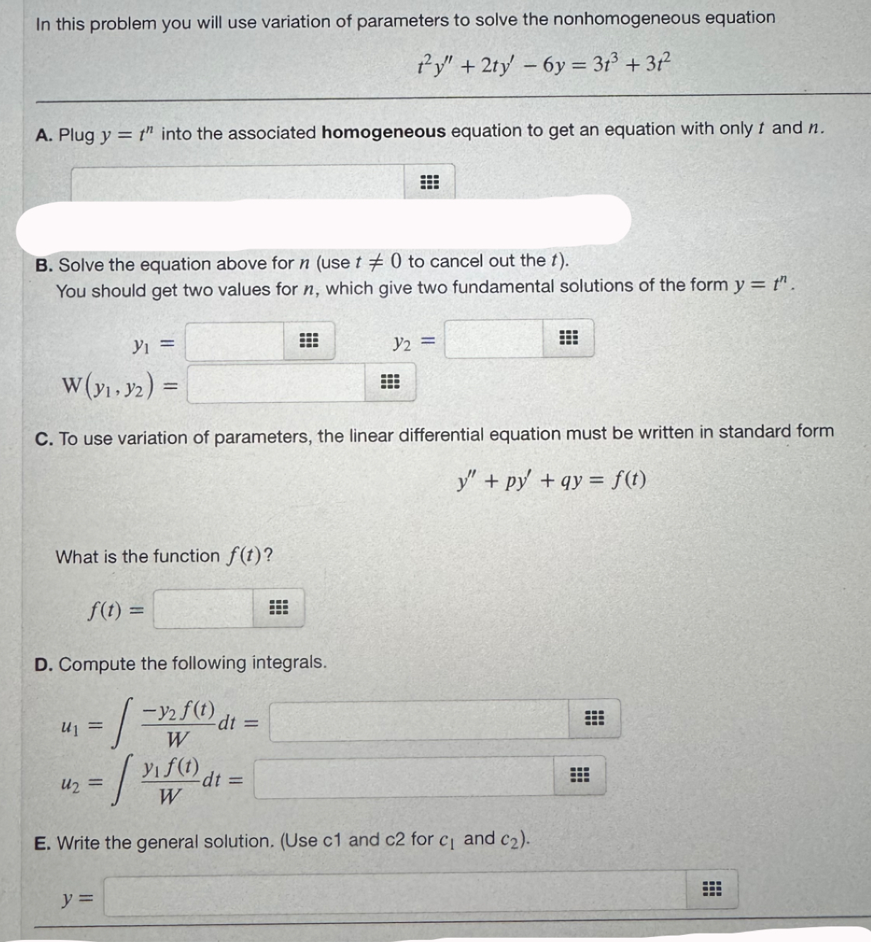 Solved In this problem you will use variation of parameters | Chegg.com