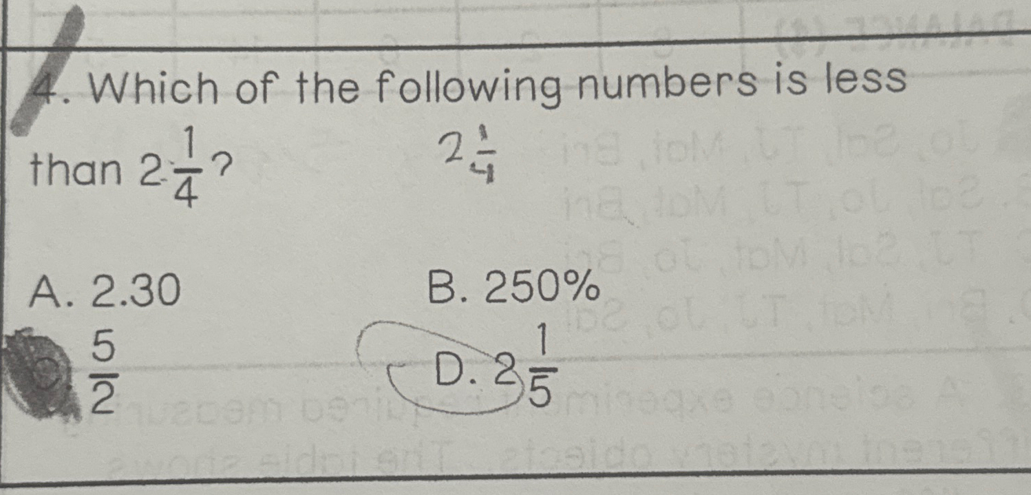 Solved Which of the following numbers is less than | Chegg.com