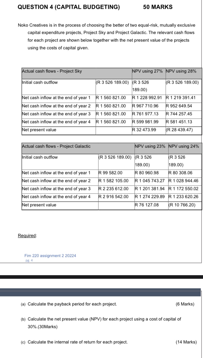 Solved Noko Creatives is in the process of choosing the | Chegg.com