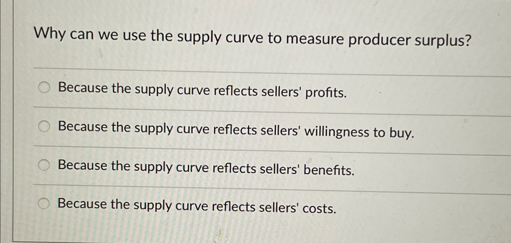 Solved Why can we use the supply curve to measure producer | Chegg.com