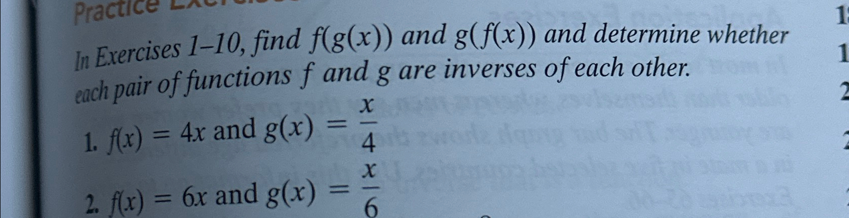 Solved In Exercises 1-10, ﻿find f(g(x)) ﻿and g(f(x)) ﻿and | Chegg.com