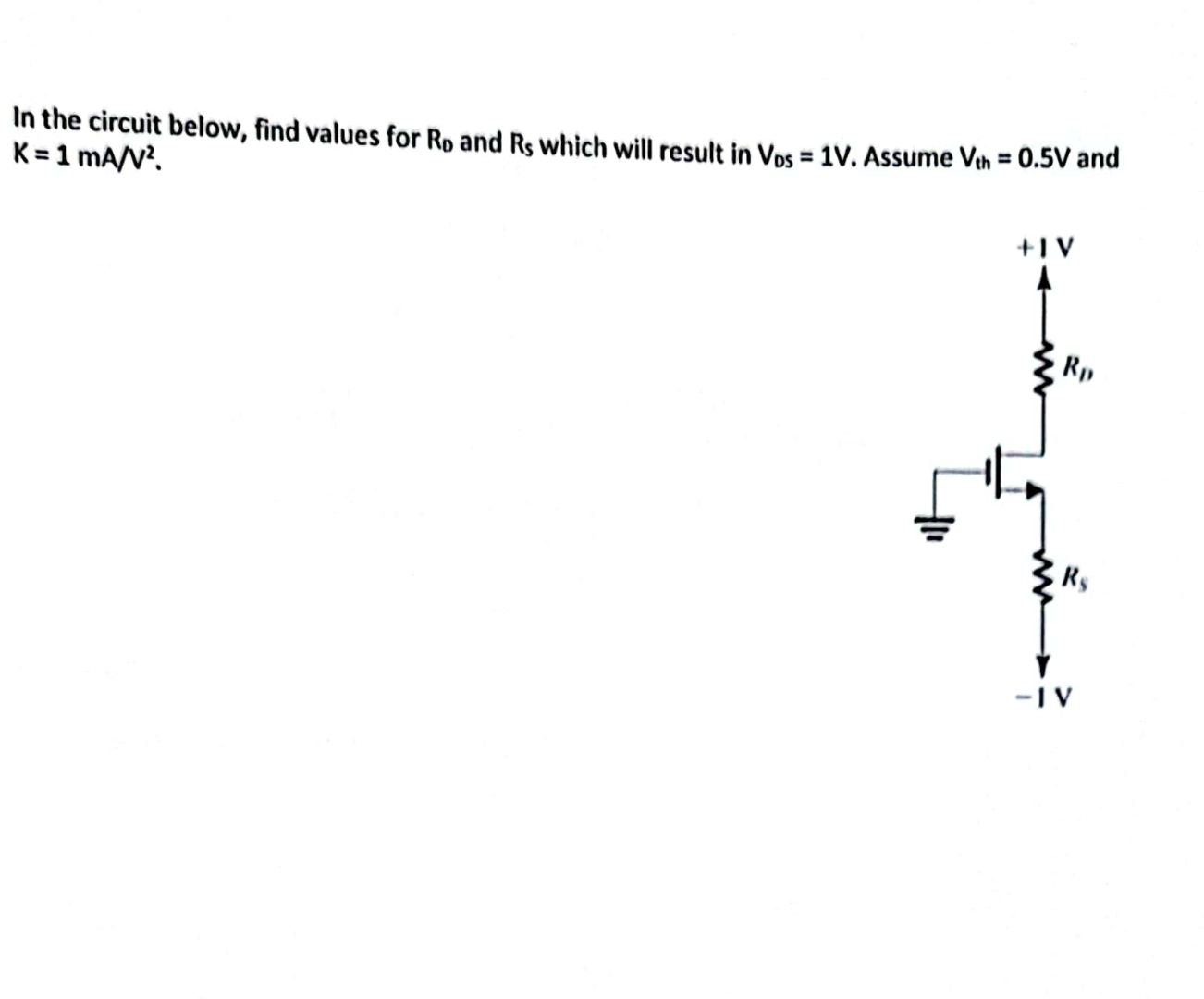 Solved In the circuit below, find values for RD ﻿and Rs | Chegg.com
