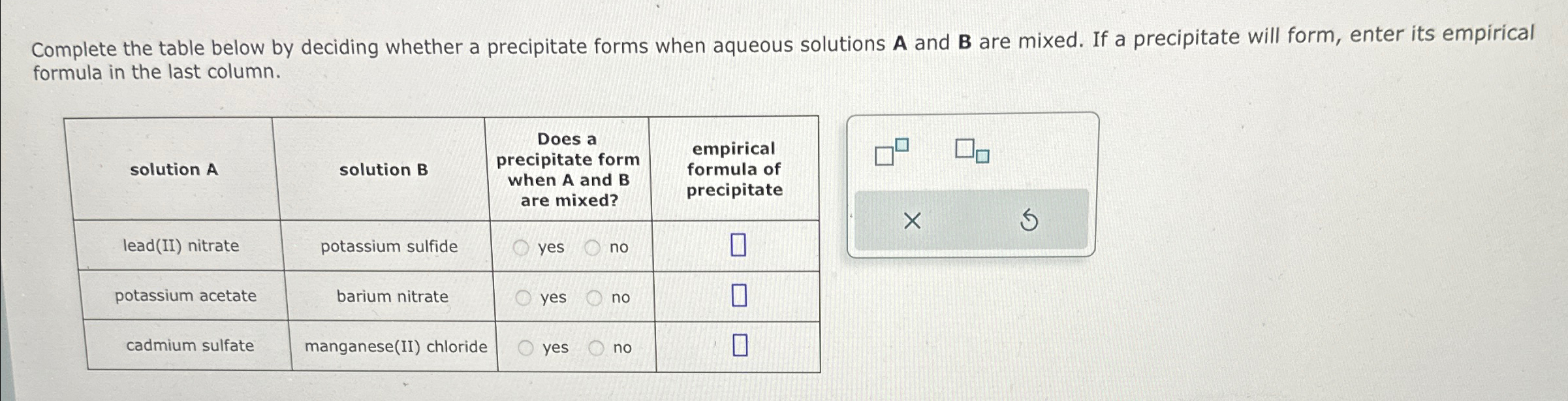 Solved Complete the table below by deciding whether a | Chegg.com