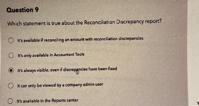 Solved Which statement is true about the Reconciliation | Chegg.com