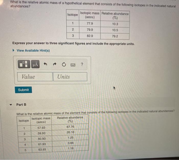 Solved What is the relative atomic mass of a hypothetical | Chegg.com
