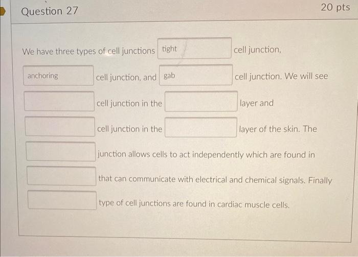 Solved We have three types of cell junctions cell junction, | Chegg.com
