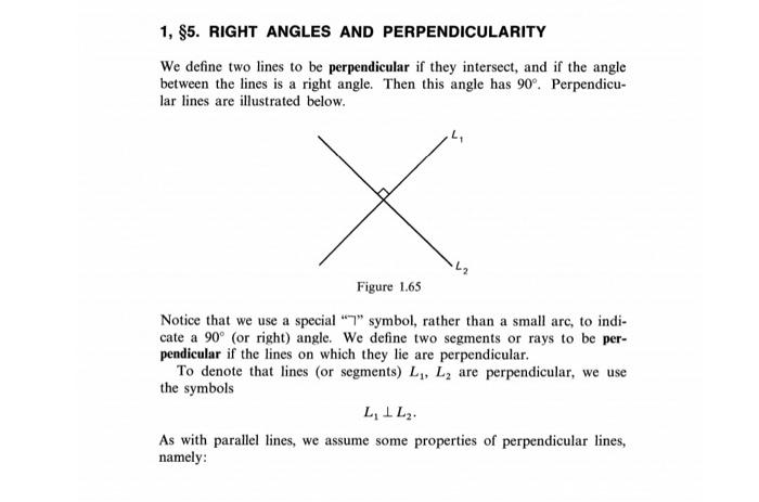 Solved 1, $5. RIGHT ANGLES AND PERPENDICULARITY We define | Chegg.com