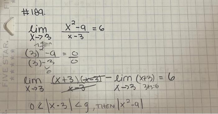 Solved 189 Limx→3x−3x2−9 6 3 −3 3 2−9 00