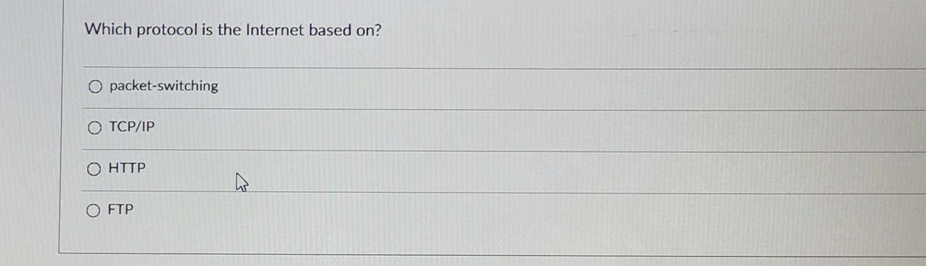 Solved Which protocol is the Internet based | Chegg.com