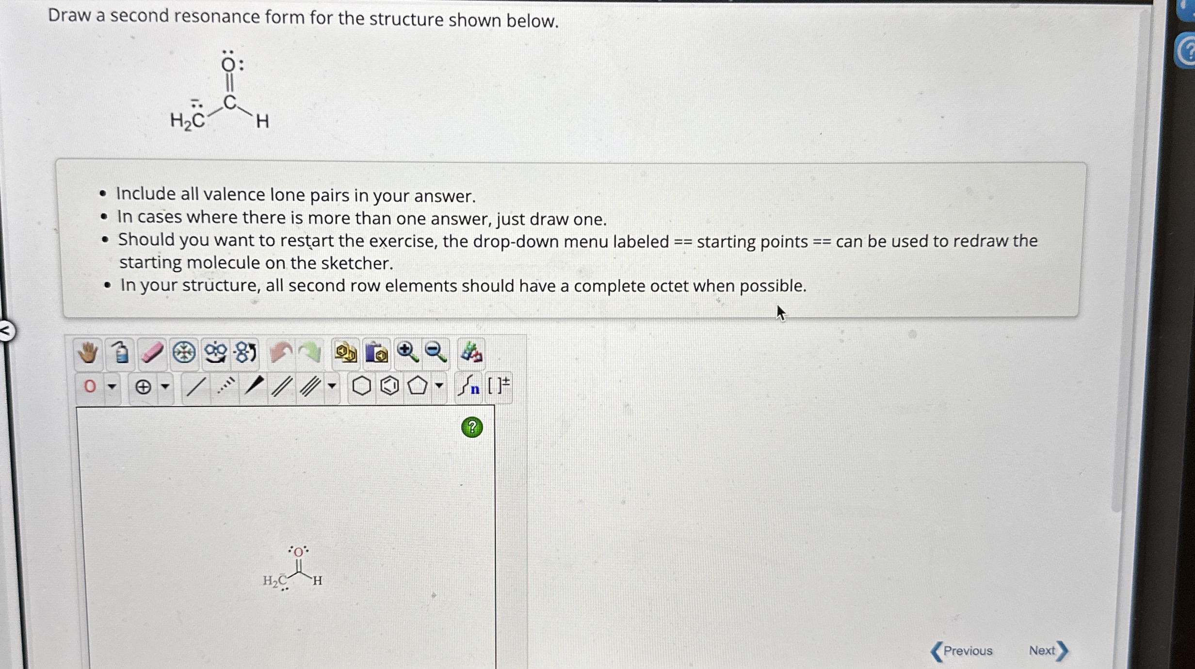 Solved Draw a second resonance form for the structure shown | Chegg.com