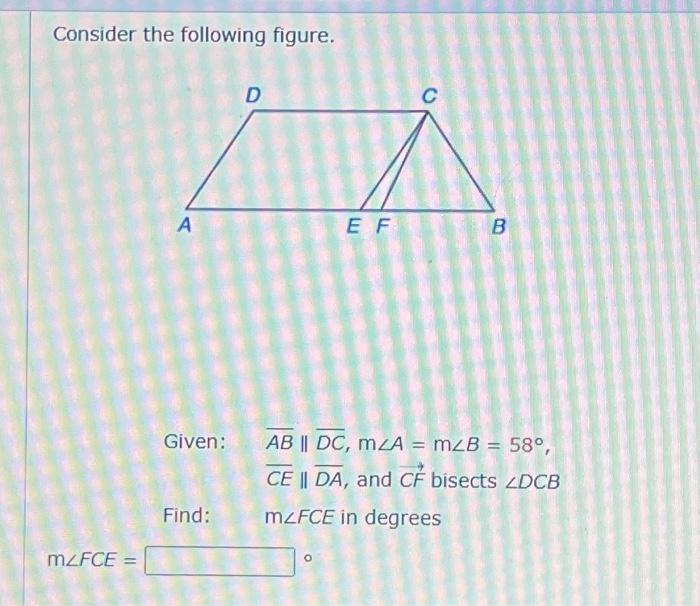 Solved Consider the following figure. m/FCE = D is EF A | Chegg.com