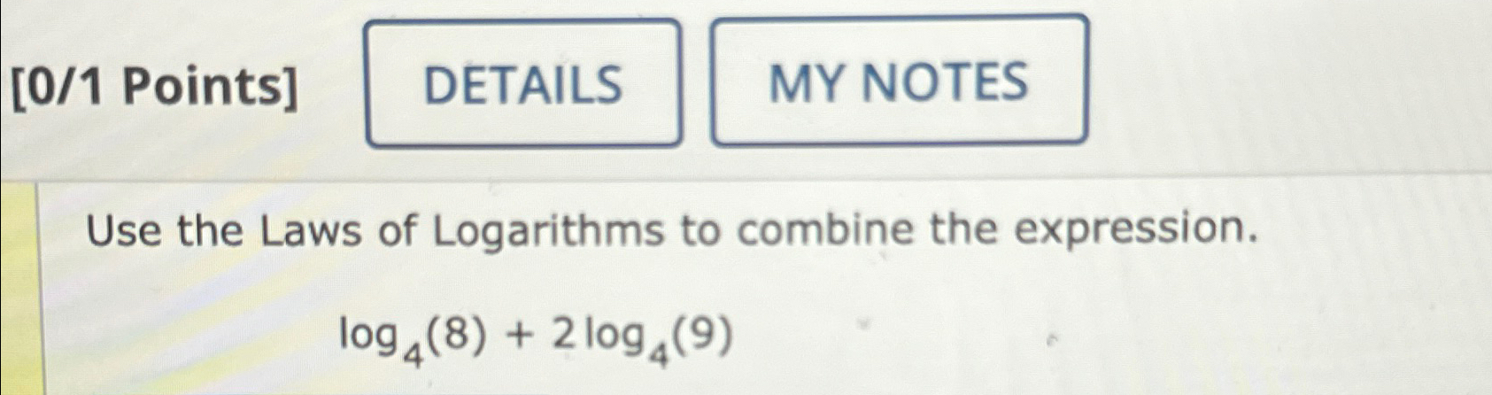 Solved [0/1 ﻿Points]Use the Laws of Logarithms to combine | Chegg.com