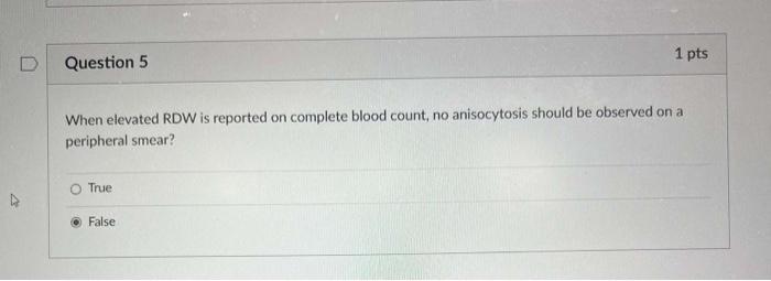 Solved When elevated RDW is reported on complete blood | Chegg.com