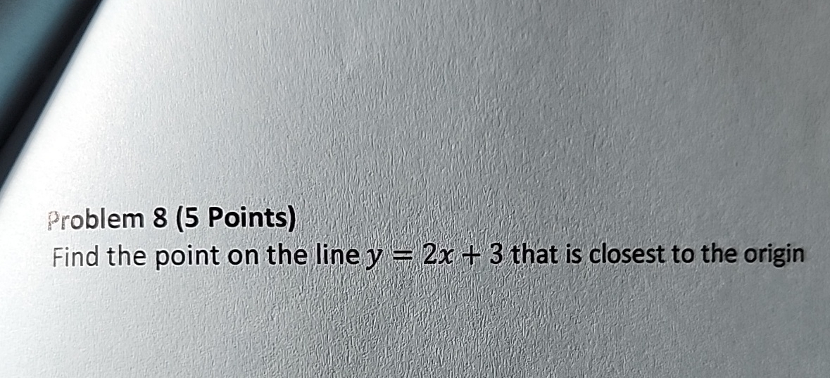 Solved Problem 8 ( 5 ﻿Points)Find the point on the line | Chegg.com