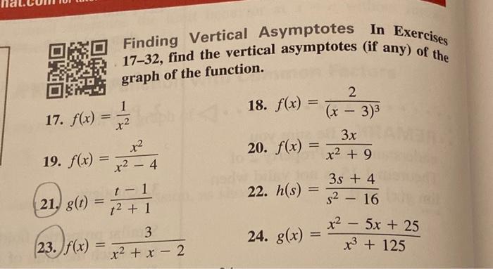 Solved Finding Vertical Asymptotes In Exercises 17 32 Find