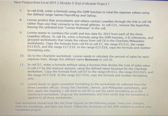 Solved New Perspectives Excel 2019 | Module 5: End of Module | Chegg.com