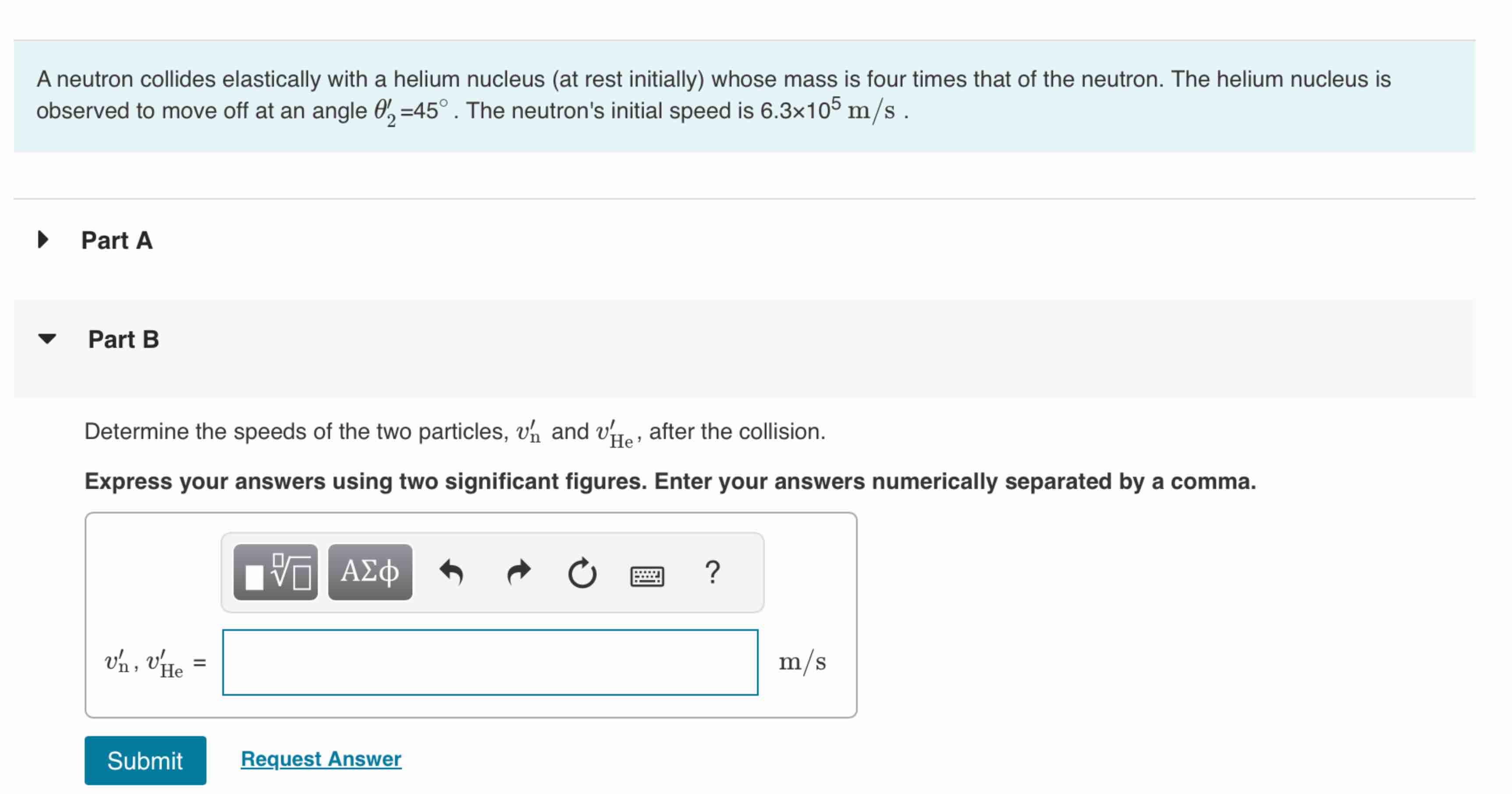 Solved A neutron collides elastically with a helium nucleus | Chegg.com
