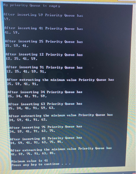 Solved Priority Queue Using the effect of the following | Chegg.com