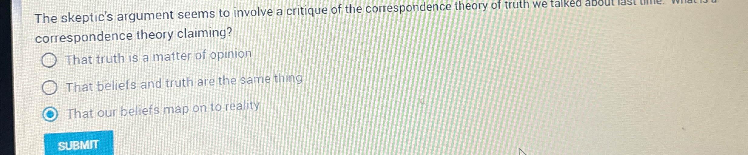 Solved The skeptic's argument seems to involve a critique of | Chegg.com