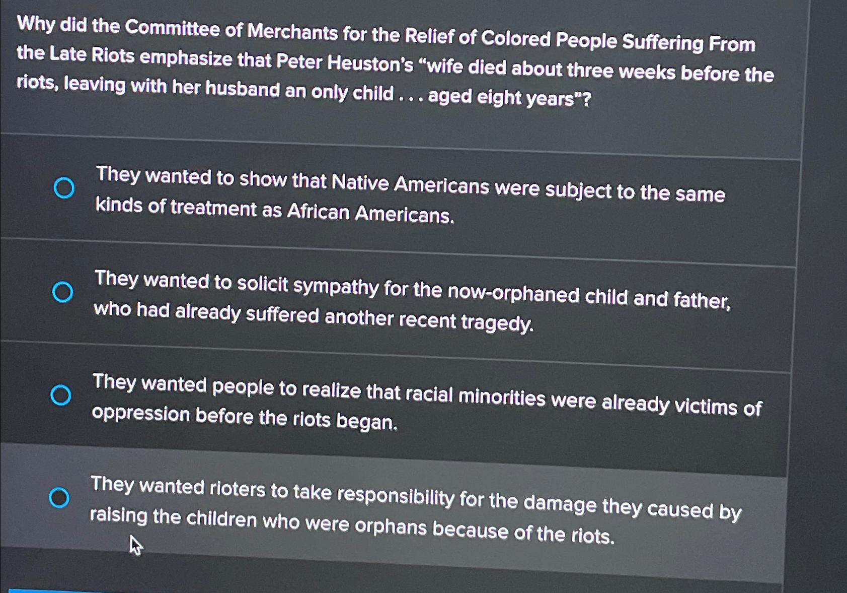 Solved Why did the Committee of Merchants for the Relief of | Chegg.com