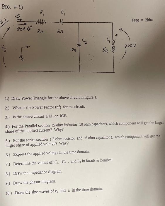 Solved 1.) Draw Power Triangle for the above circuit in | Chegg.com