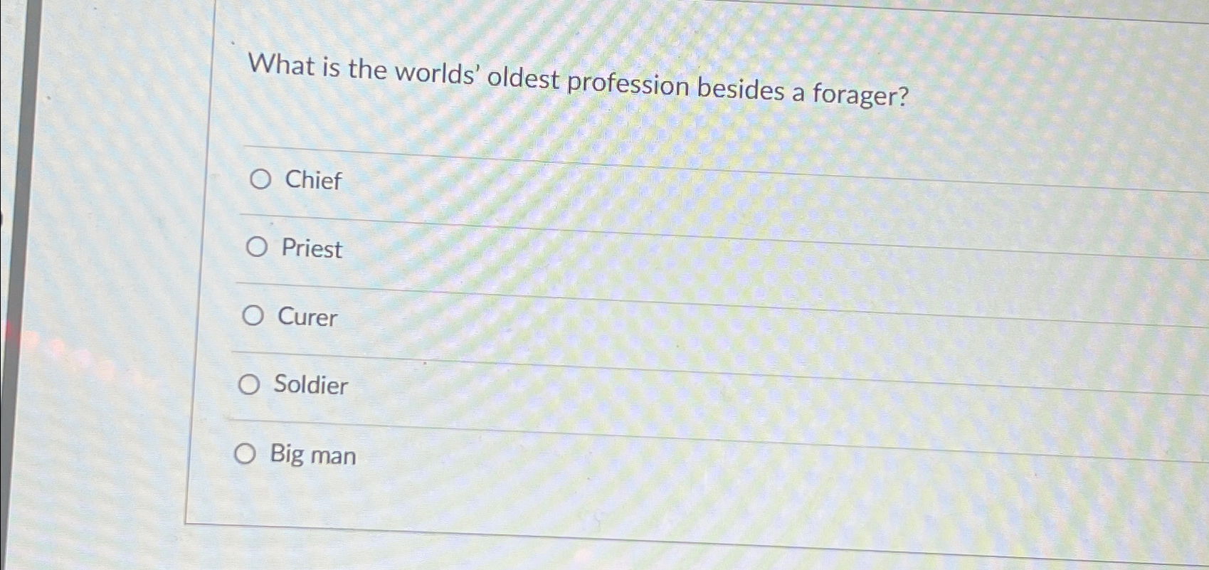 Solved What is the worlds' oldest profession besides a | Chegg.com