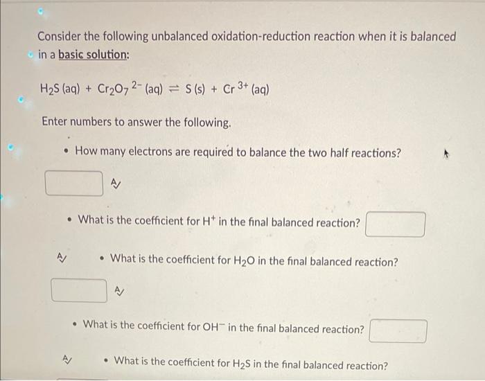 Solved Consider the following unbalanced oxidation-reduction | Chegg.com