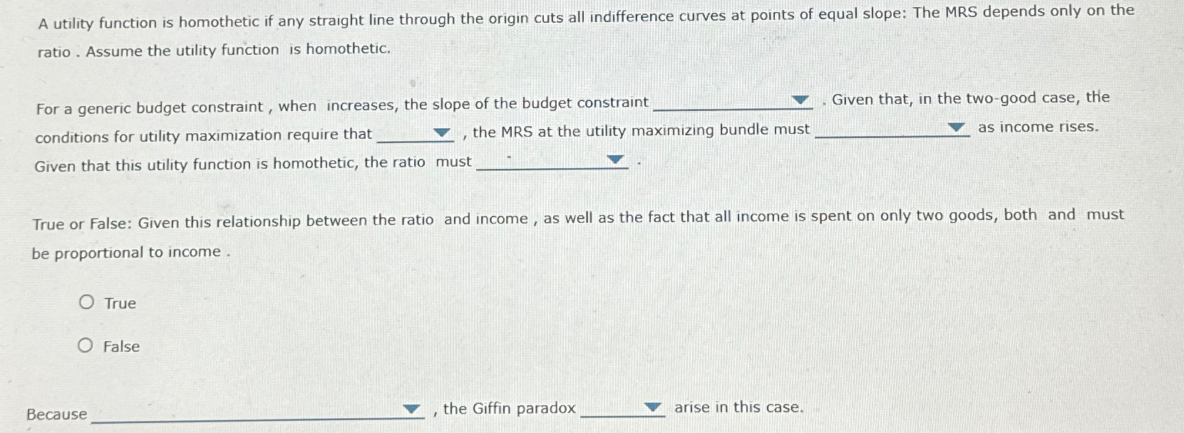 Solved A utility function is homothetic if any straight line | Chegg.com