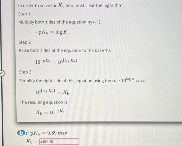 Solved In order to solve for Kb you must clear the | Chegg.com