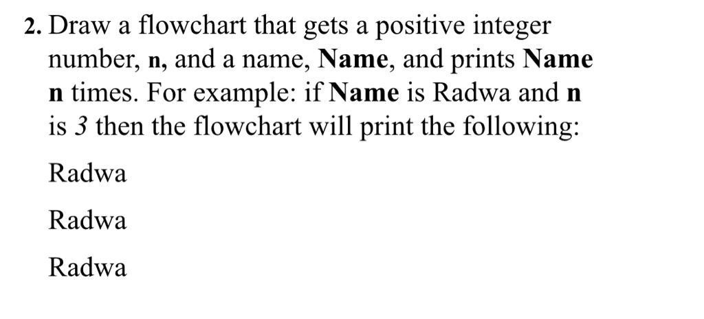 Solved 2. Draw a flowchart that gets a positive integer | Chegg.com