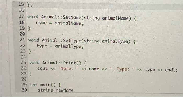 Solved In the class definition, initialize the data members, | Chegg.com