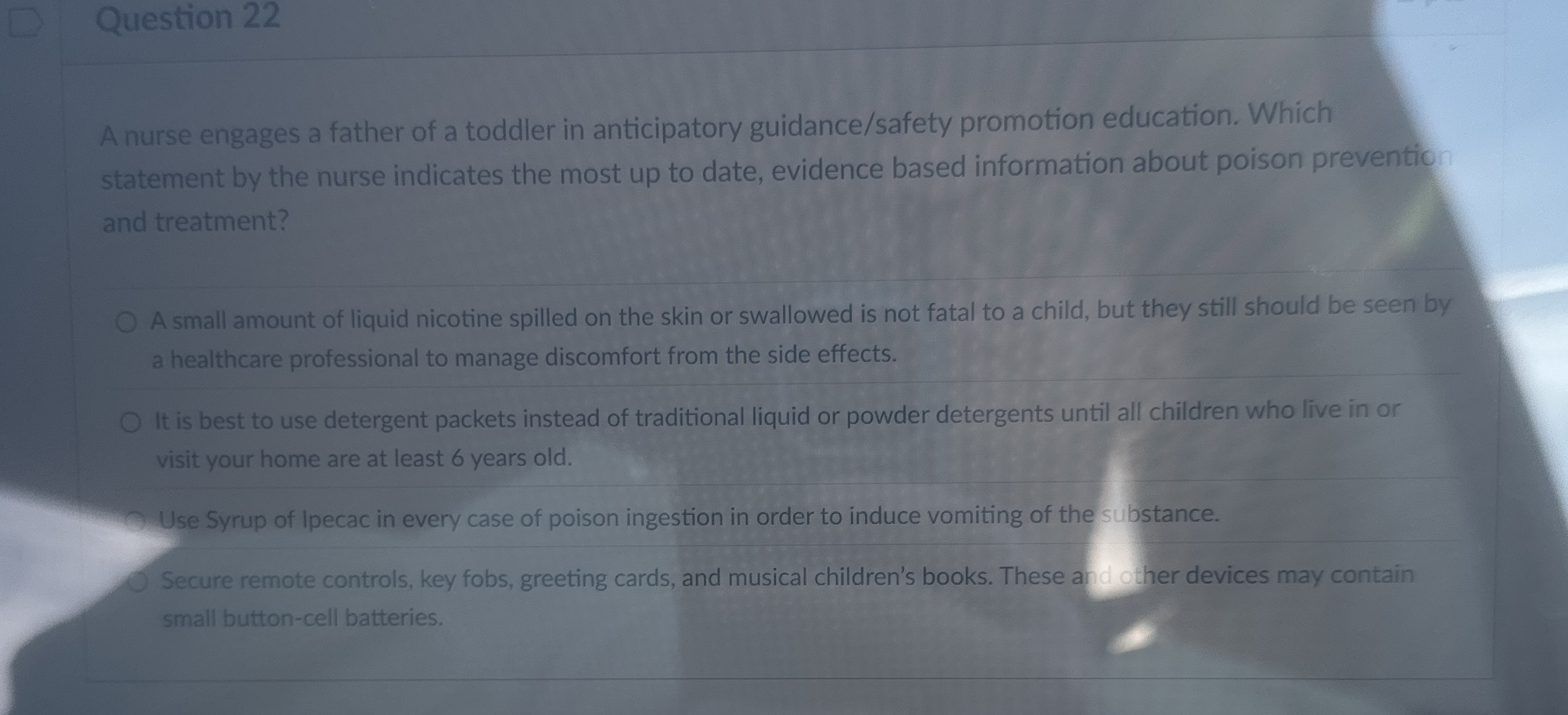 Solved Question 22A nurse engages a father of a toddler in | Chegg.com