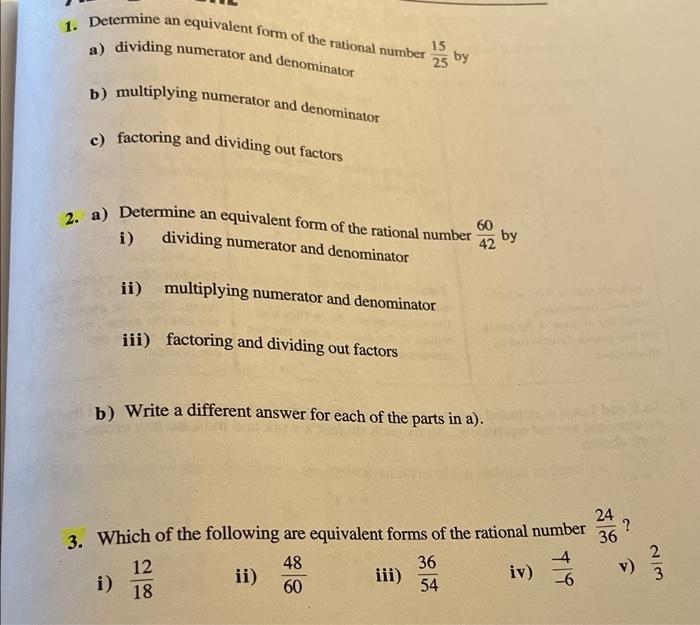 Solved 1. Determine an equivalent form of the rational | Chegg.com