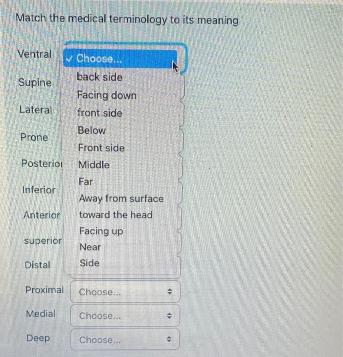 Solved Match the medical terminology to its meaning Ven | Chegg.com