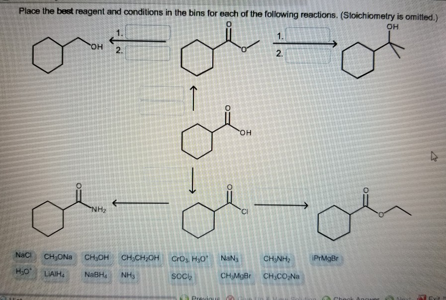 Solved Place the best reagent and conditions in the bins for | Chegg.com