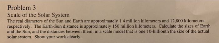 Solved Problem 3 Scale of the Solar System The real | Chegg.com