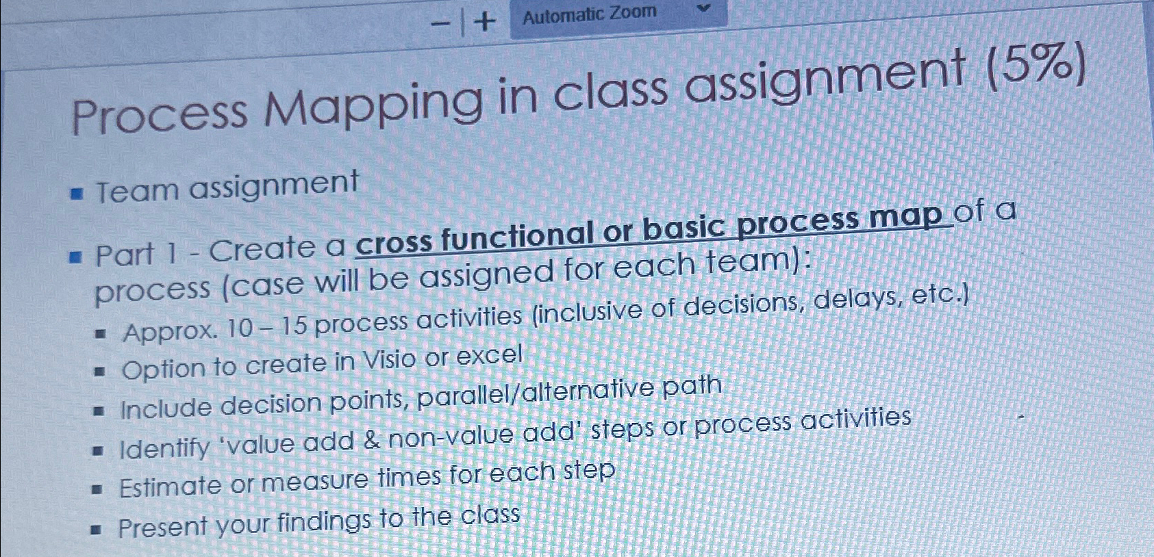 Solved Process Mapping in class assignment (5%)Team | Chegg.com