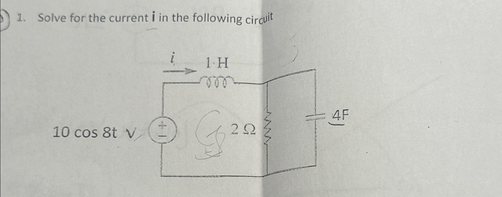 Solved Solve for the current i ﻿in the following circuit | Chegg.com