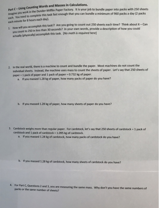 Solved Part C-Using Counting Words and Masses in | Chegg.com