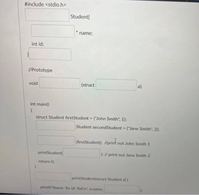 Solved #include } int id; //Prototype void int main() { } | Chegg.com